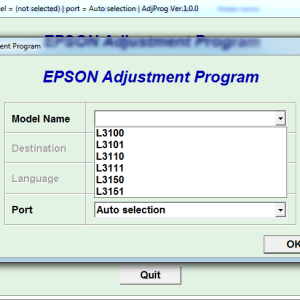 Adjustment program EPSON L3100, L3101, L3110, L3111, L3150, L3151